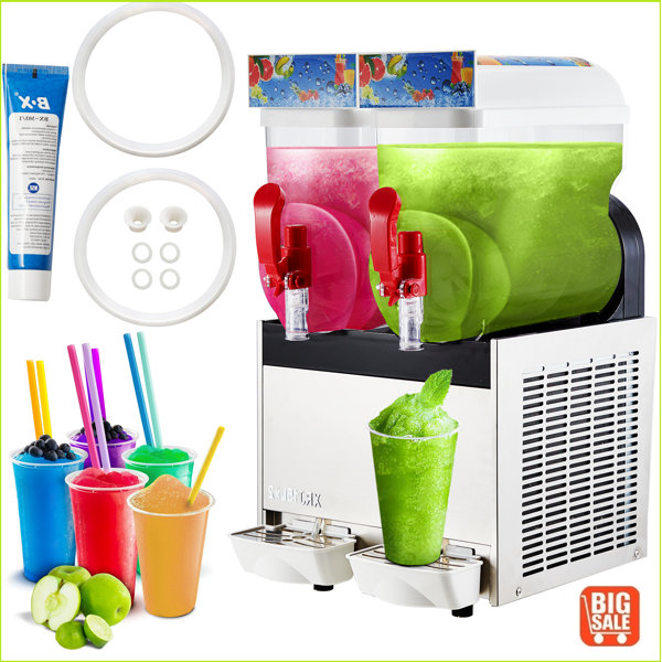 Fashionwu Commercial 2 Tanks 30L Frozen Drink Slushy Making Machine for Pool Parties | Wayfair